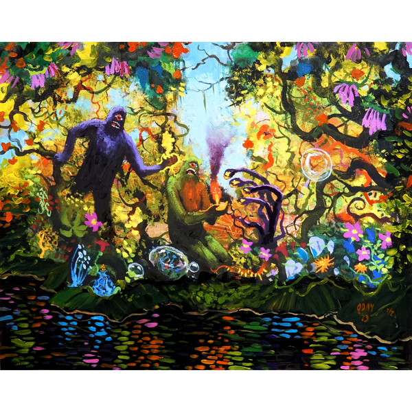 Adam J. O'Day "Cyclops Sasquatches (Babbling Brook)" - Unique Hand-Pai ...